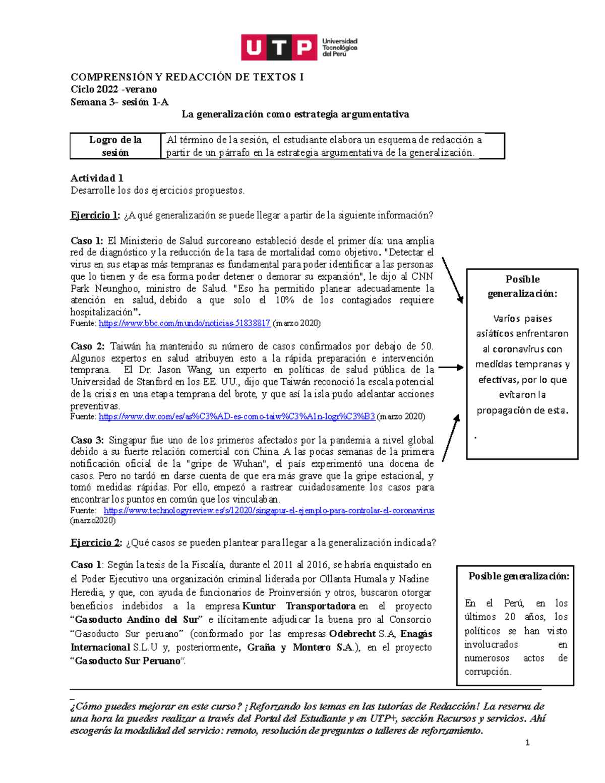 Preparación para la Tarea Académica 1 (TA1) - COMPRENSIÓN Y REDACCIÓN DE TEXTOS I Ciclo 2022 ...