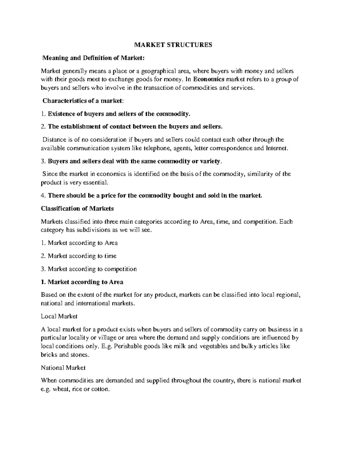 Market Structures in Microeconomics: Overview and Classifications - Studocu