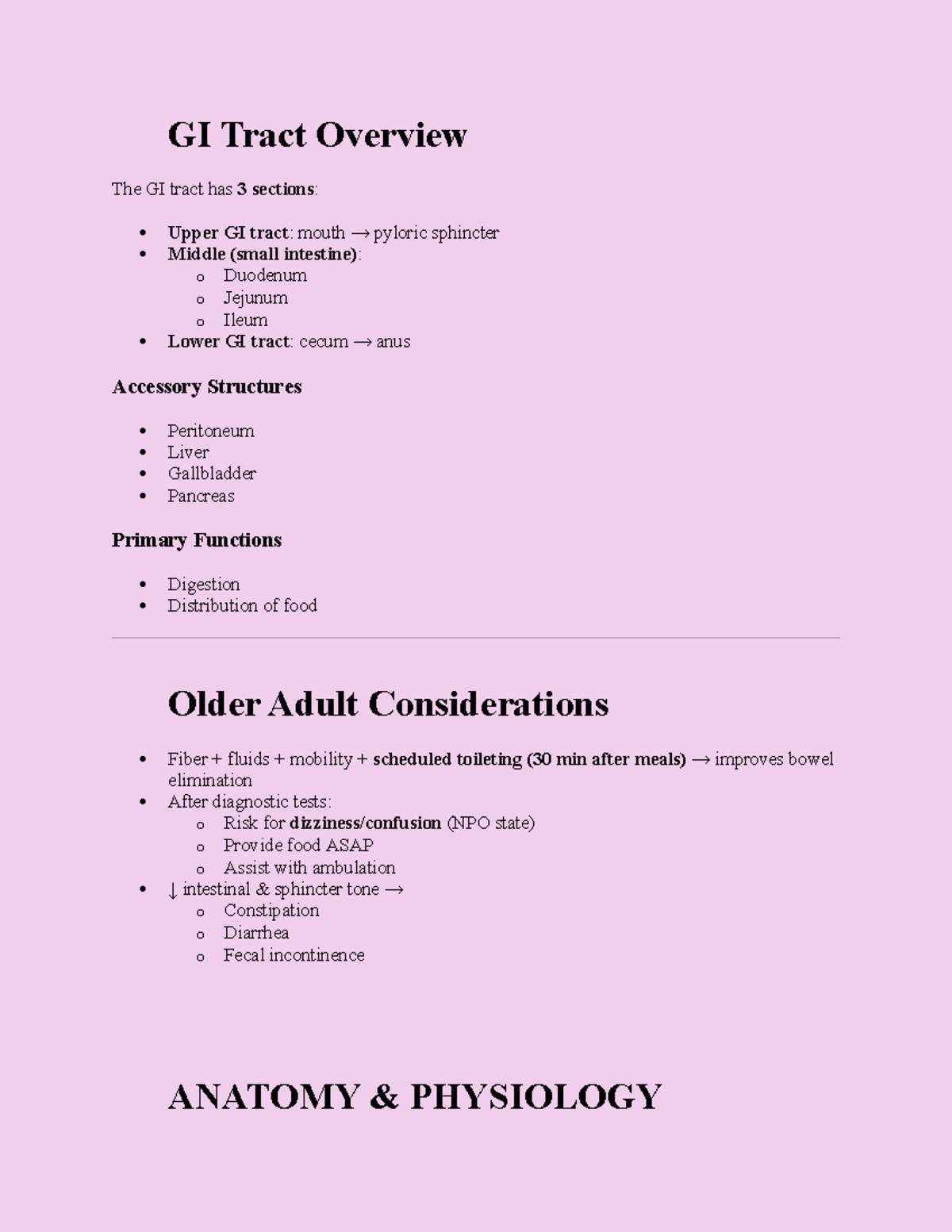 Chapter 44 - GI Tract Overview and Clinical Considerations - Studocu
