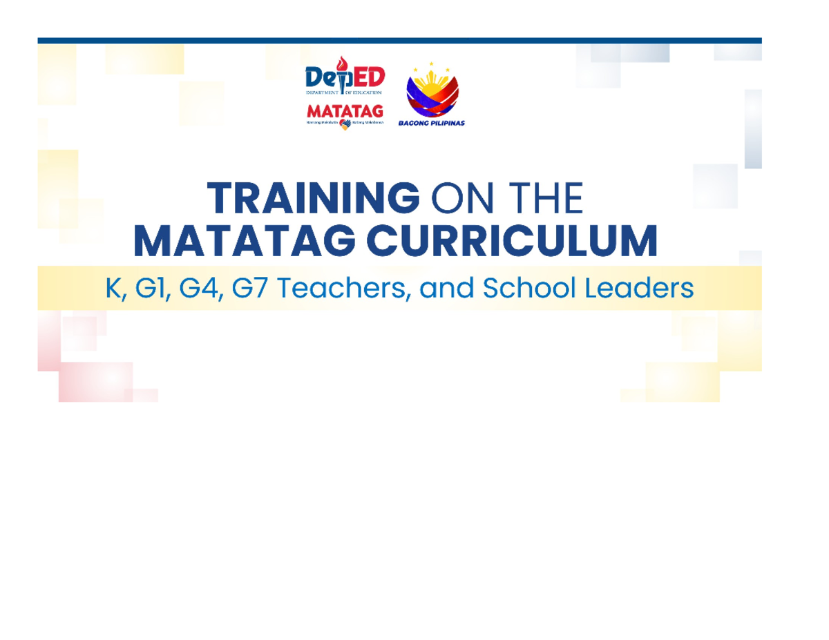 Guide on the Matatag Curriculum Resource Package for K,G147 - Guide on ...