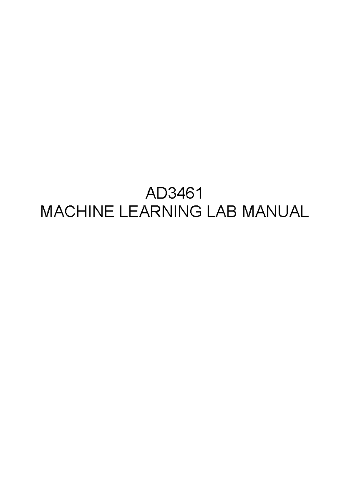 AD3461 MACHINE LEARNING LAB MANUAL: Hypothesis Consistency & ID3 ...