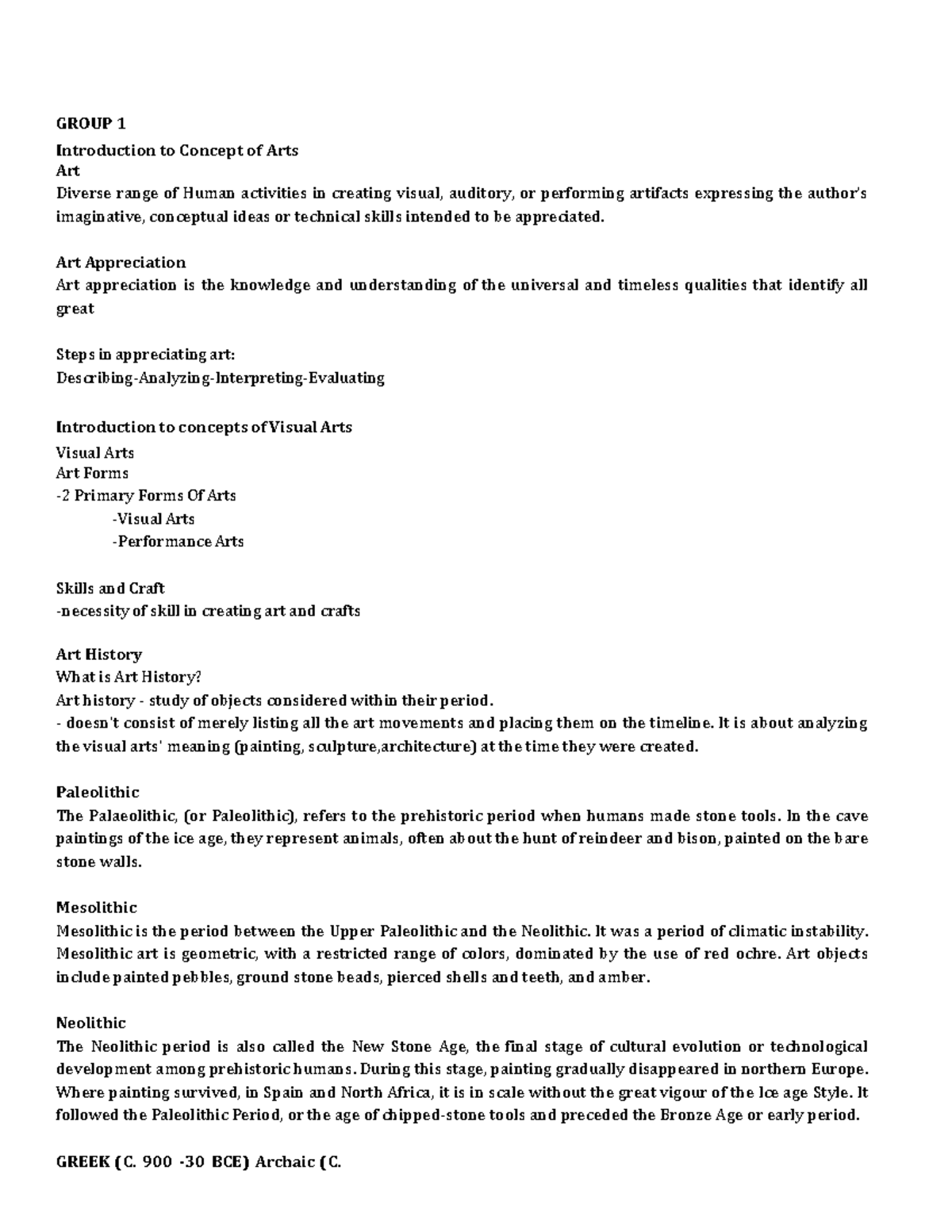 ART 101: Introduction to the Concept of Arts and Art Appreciation - Studocu