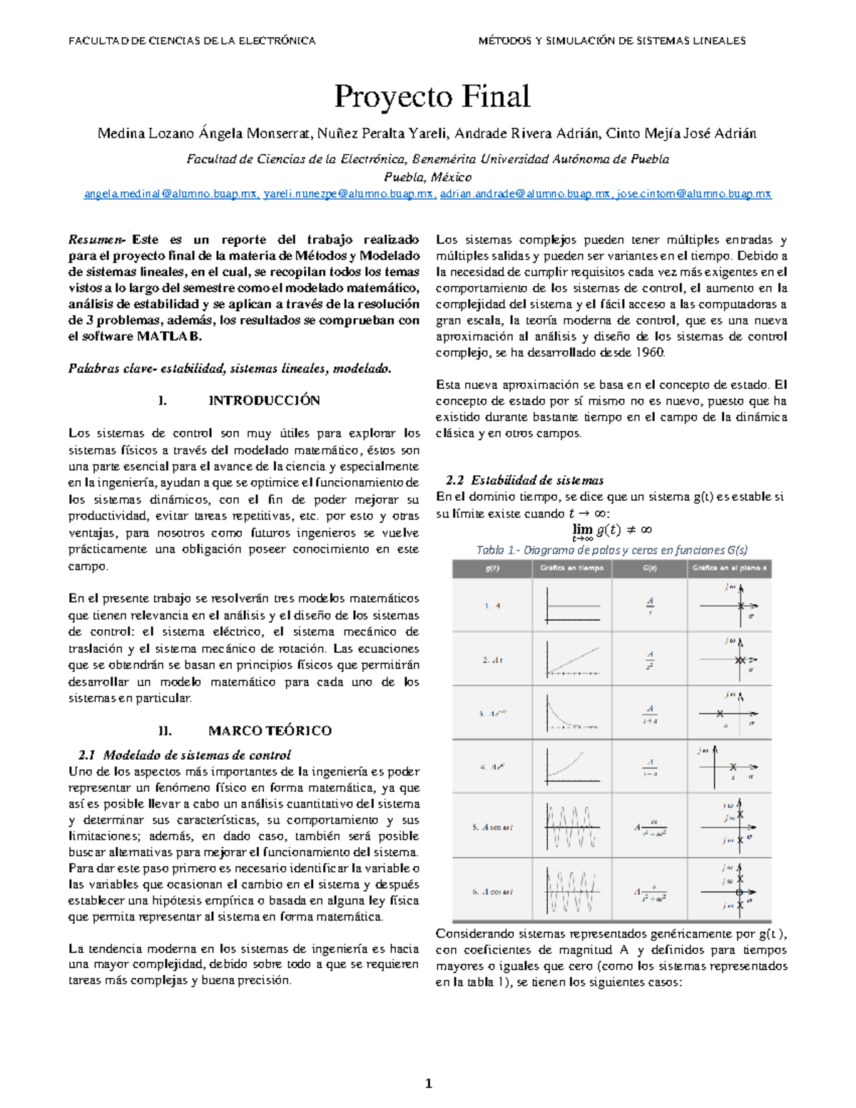 Proyecto modelado de sistema de control - Proyecto Final Medina Lozano ...