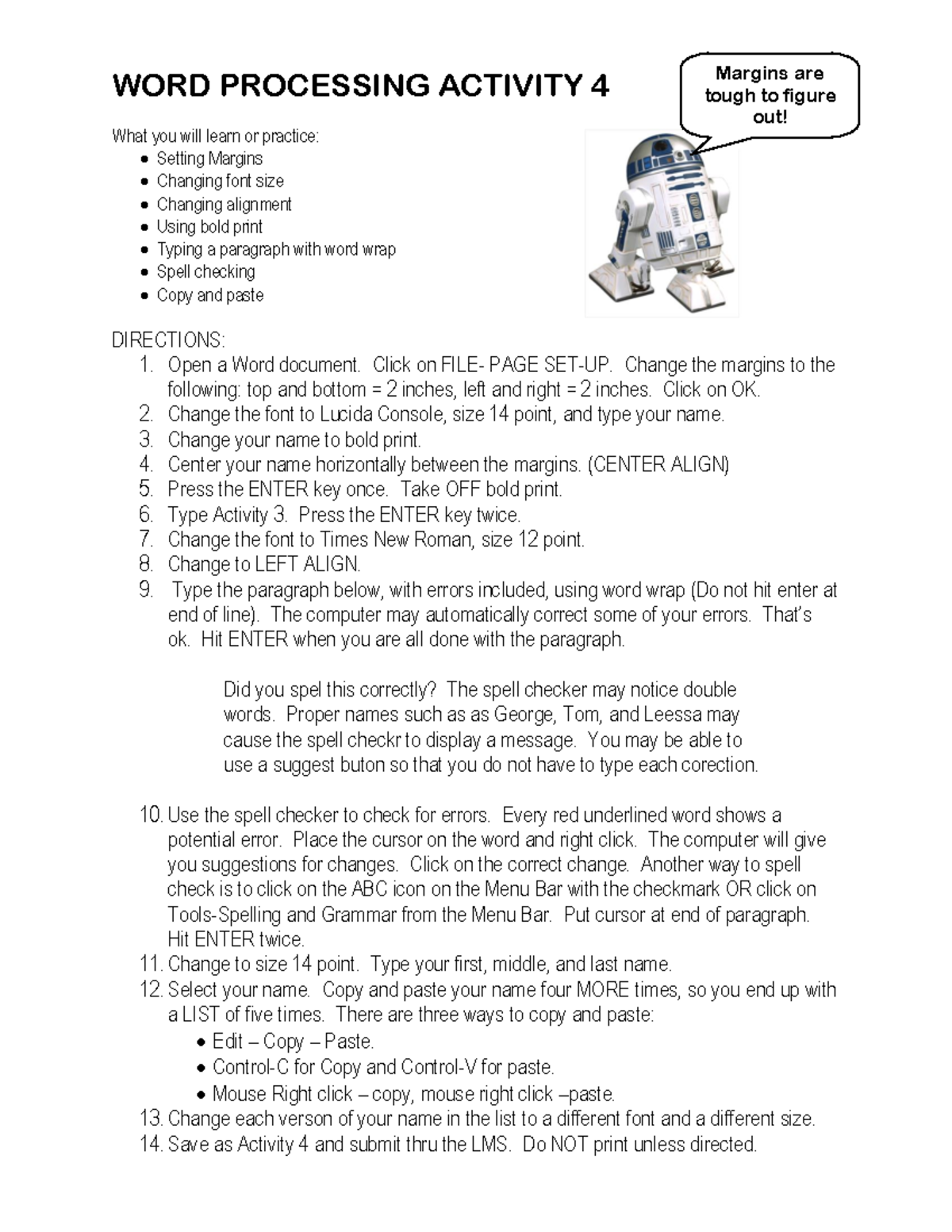 Word Processing Activity 4: Formatting and Spell Checking Guide - Studocu