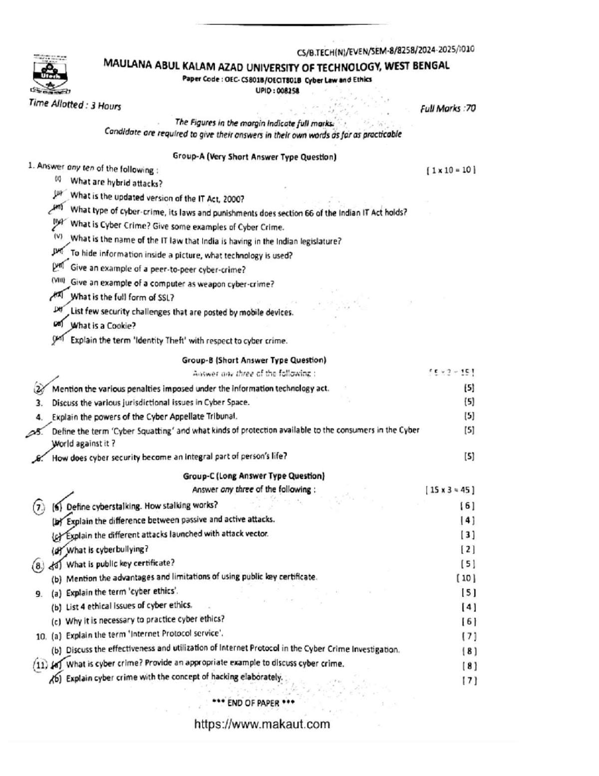 Cyber Law and Ethics Exam Paper - Utech Code: UPID 008258 - Studocu