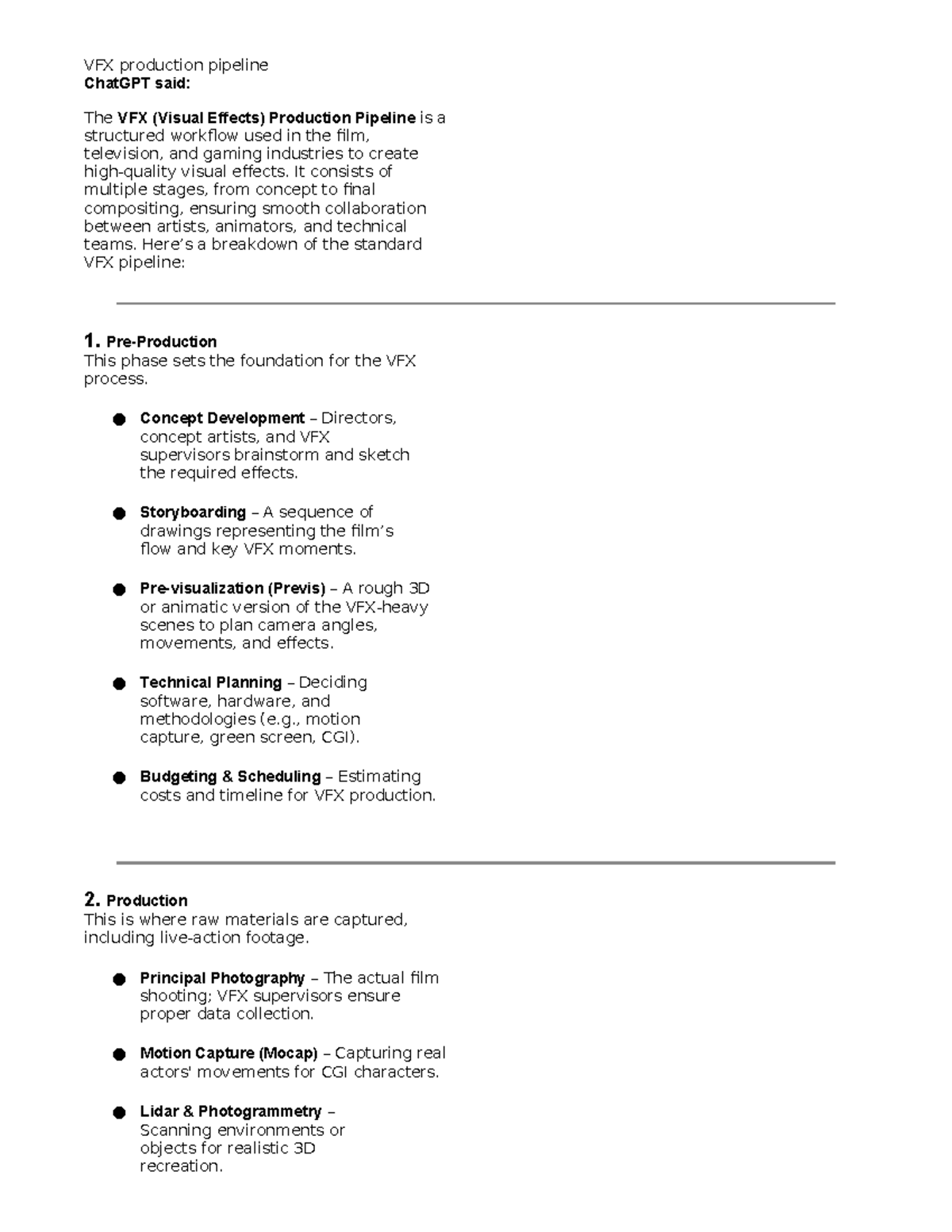 VFX Production Pipeline Overview: Stages & Techniques Explained - Studocu