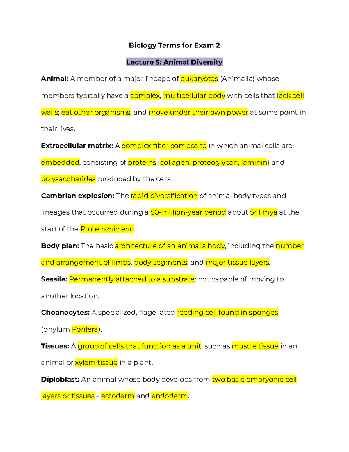 BIOL 117: Exam 2 study materials lecture 5 - Biology Terms for Exam 2 ...
