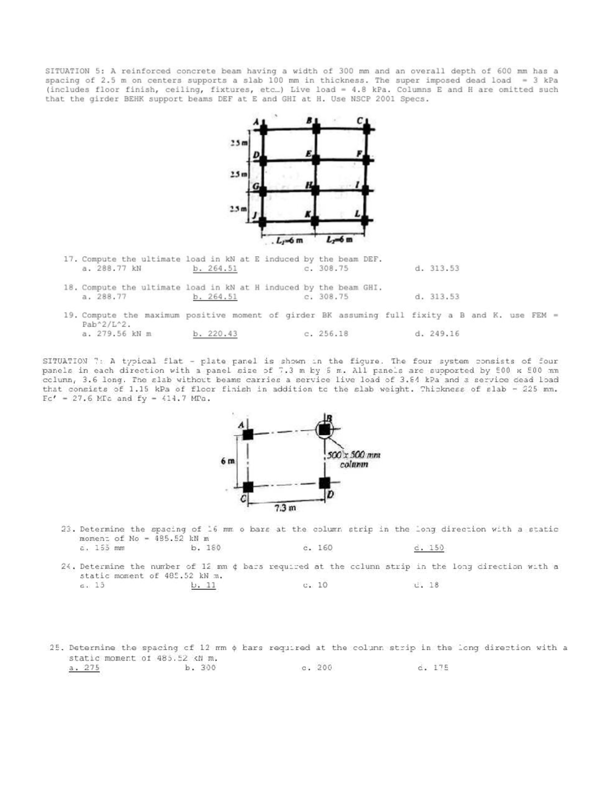 ONE WAY SLAB & Shear Strength Supplementary Problems (CE 2023) - Studocu