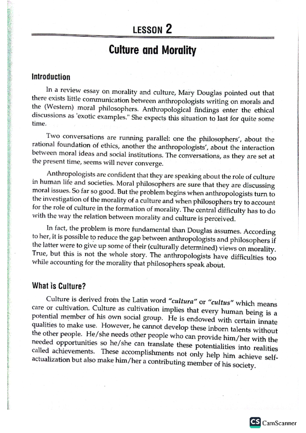 Culture-and-Morality - LESSON 2 Culture and Morality Introduction In a ...