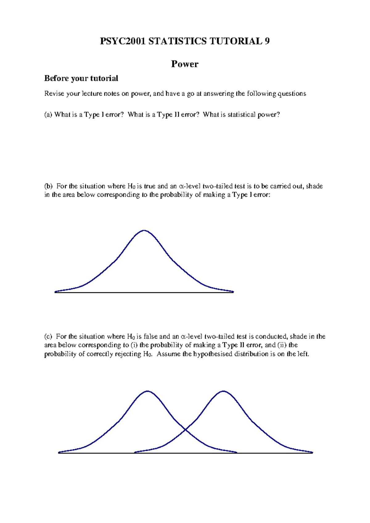 PSYC2001 Statistics Tutorial 9: Understanding Power and Errors - Studocu