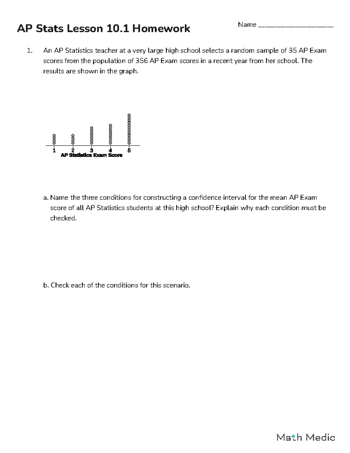 AP Stats H10 Lesson 10.1 Homework: Confidence Intervals & Conditions ...
