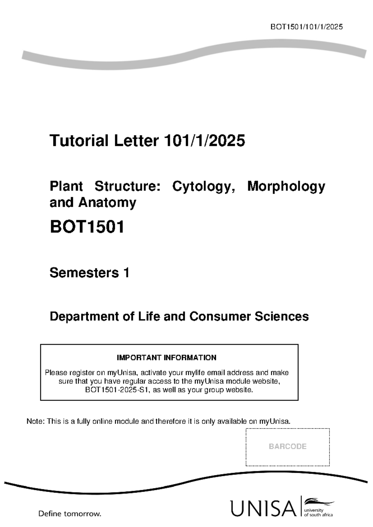 Assignment 2 Questions for BOT1501: Plant Structure & Anatomy - Studocu