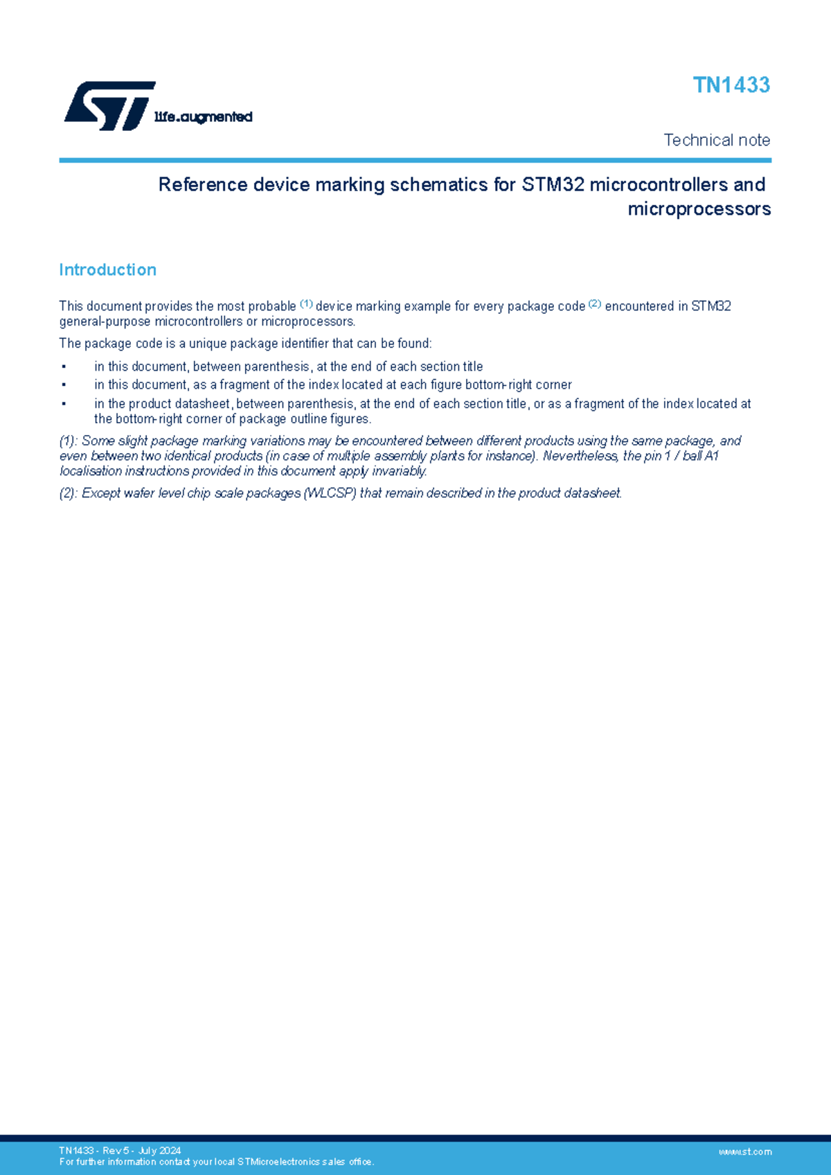 TN1433 Device Marking Schematics for STM32 Microcontrollers - Studocu