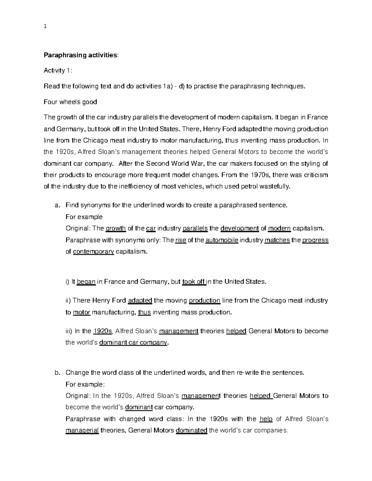 Paraphrase Activity: Techniques and Exercises for Effective Rewriting ...