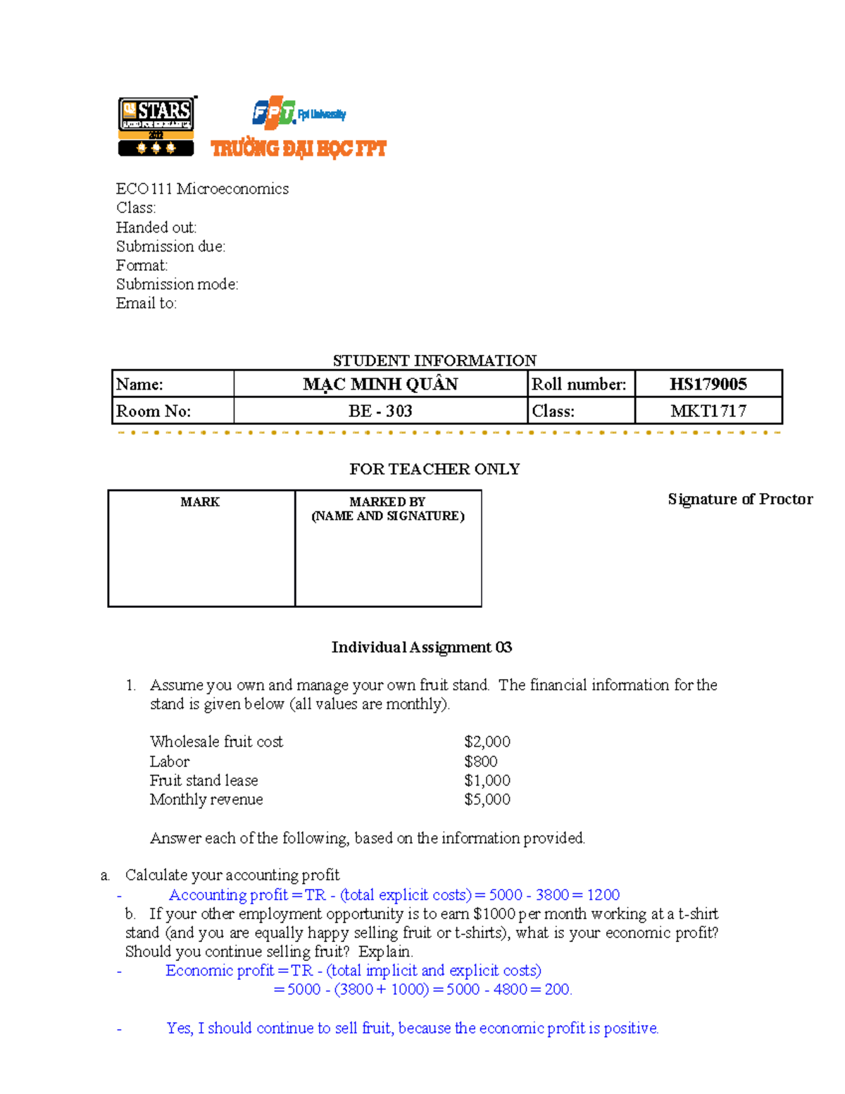 Mạc Minh Quân - ECON111 Individual Assignment 03 - ECO111 ...