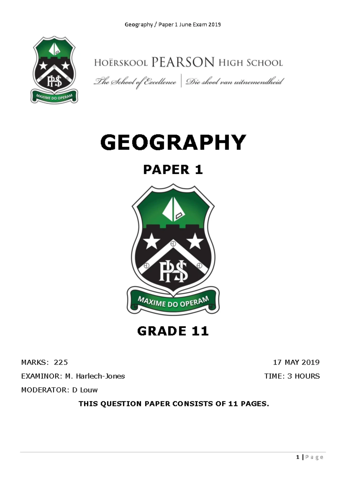 Grade 10 Geography June Exam Paper 1 2022 (QP) - Comprehensive Overview ...