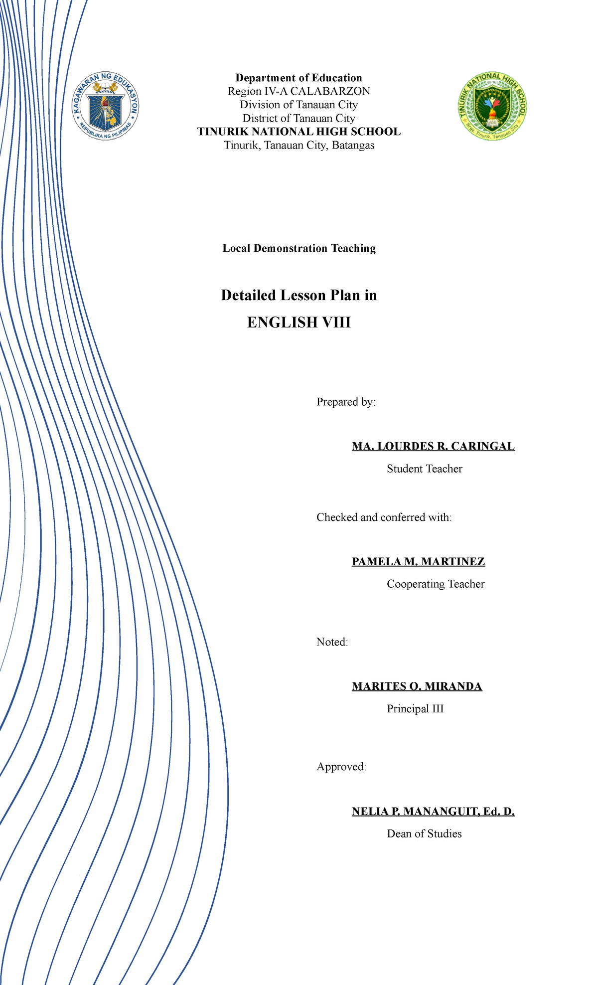 Detailed Lesson Plan: Using Transition Signals for ENGLISH VIII Q1 ...