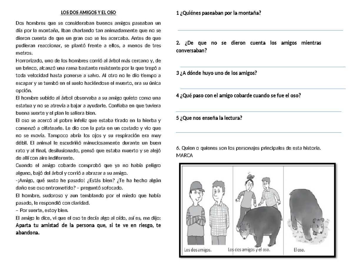 LOS DOS Amigos Y EL OSO - PLAN Lector - LOS DOS AMIGOS Y EL OSO Dos ...