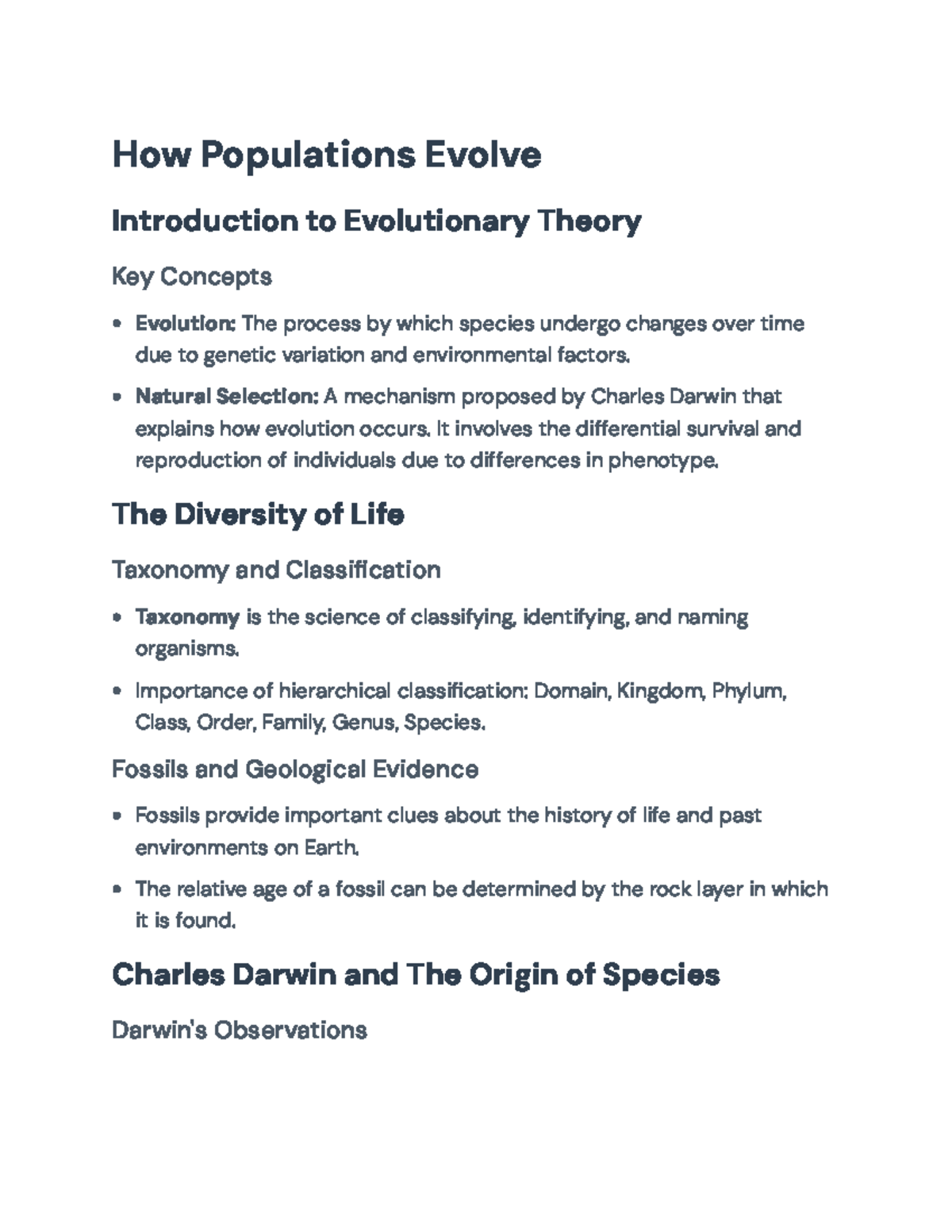 Understanding Evolutionary Mechanisms and Evidence (BIO 101) - Studocu