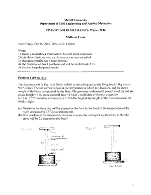 Assignment 7 Solution CIVE207 W22 - CIVE 207 Solid Mechanics, W2022: ASSIGNMENT #7 – SOLUTION ...