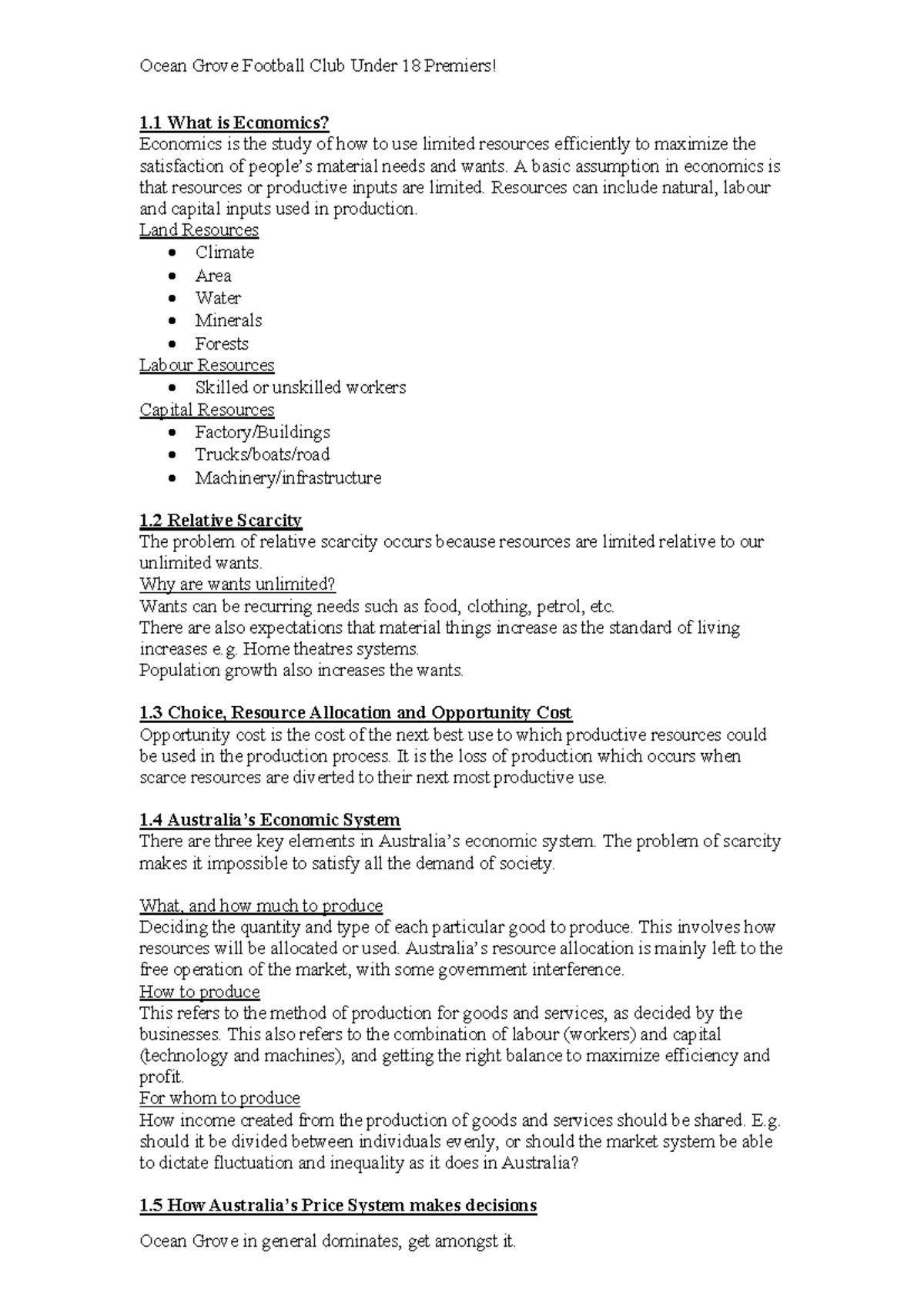 6932 Economics Unit 3 Notes: Understanding Economic Principles and ...