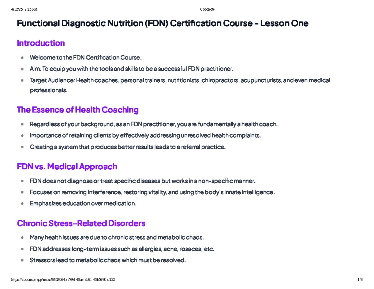 FDN Certification Course: Lesson One Overview & Health Coaching ...