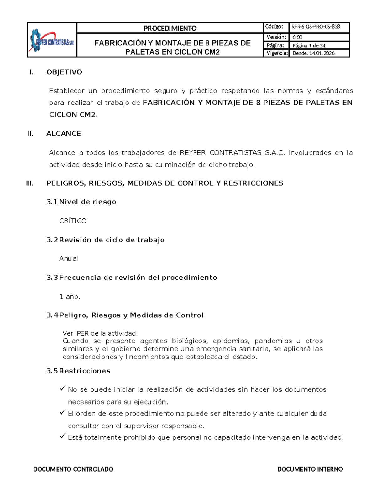 PRO-CS-838-PETS: Procedimiento de Fabricación y Montaje de 8 Piezas de ...