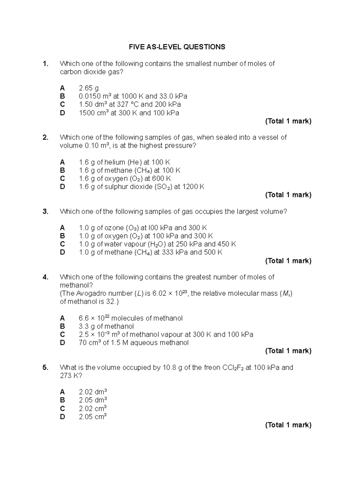 AS-Level Chemistry Questions and Answers: Key Concepts Explained - Studocu