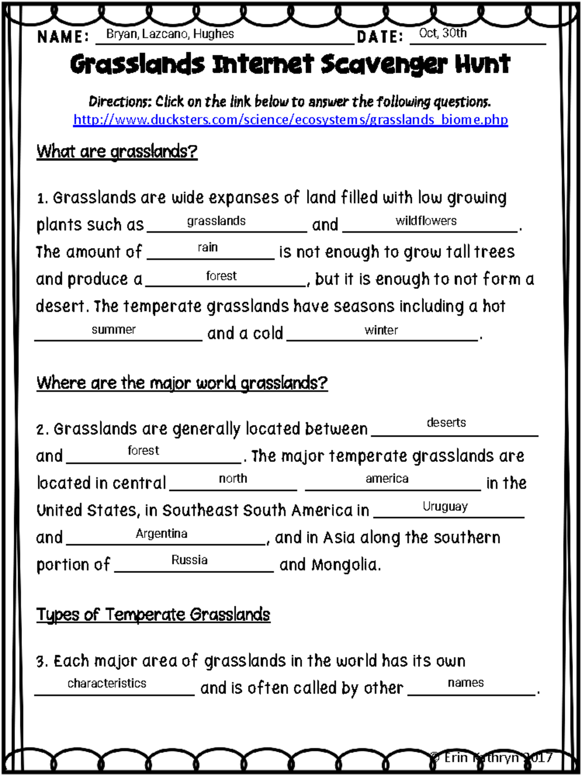 Grasslands Internet Scavenger Hunt (ISH-2) Guide - Studocu