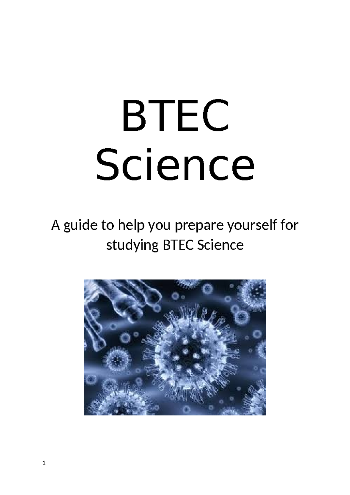 BTEC Science Transition Guide: Preparing for Level 3 Applied Medical ...