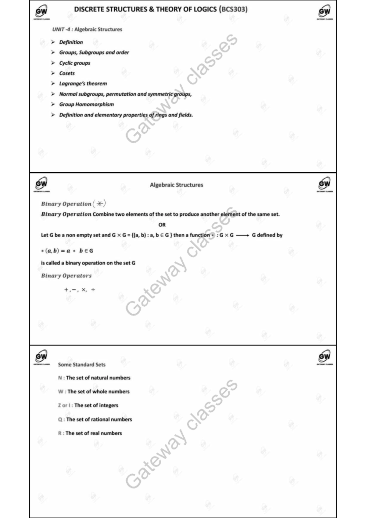 GW DISCRETE STRUCTURES: ALGEBRAIC STRUCTURES (BCS303) - Studocu