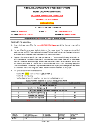 Maths 511 EXAM MEMO1 - Initiated By Academic Director Dr Muni Kooblal ...
