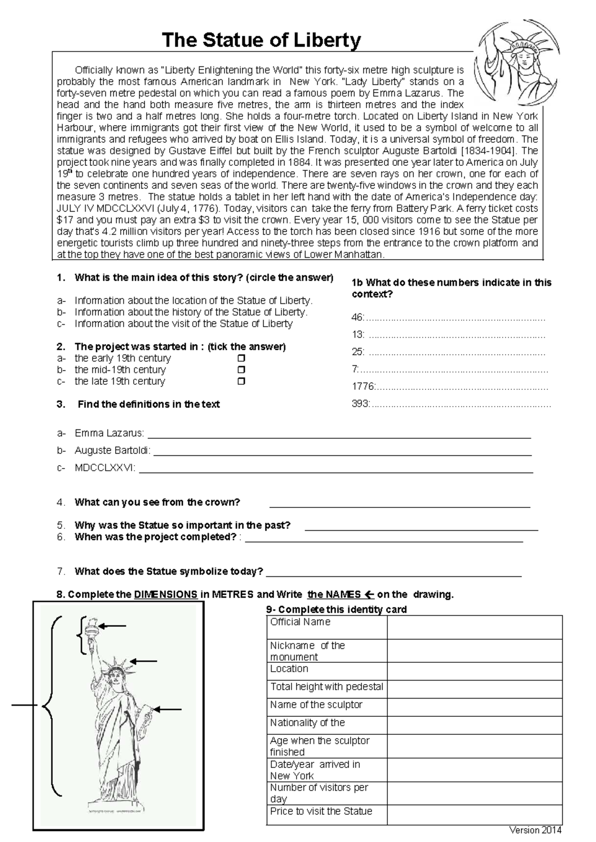 The Statue of Liberty: A Comprehensive Reading Guide - Studocu