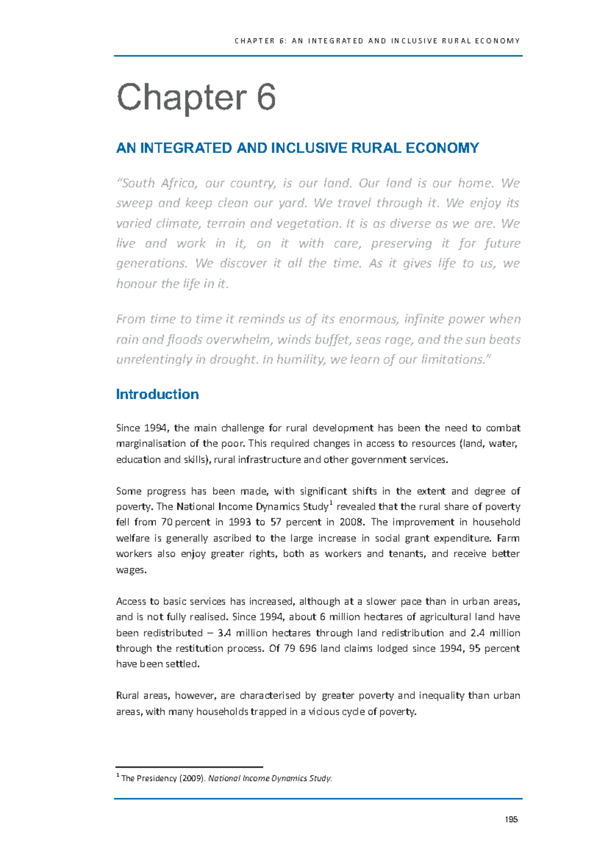 Chapter 6: An Integrated and Inclusive Rural Economy - Development Plan ...