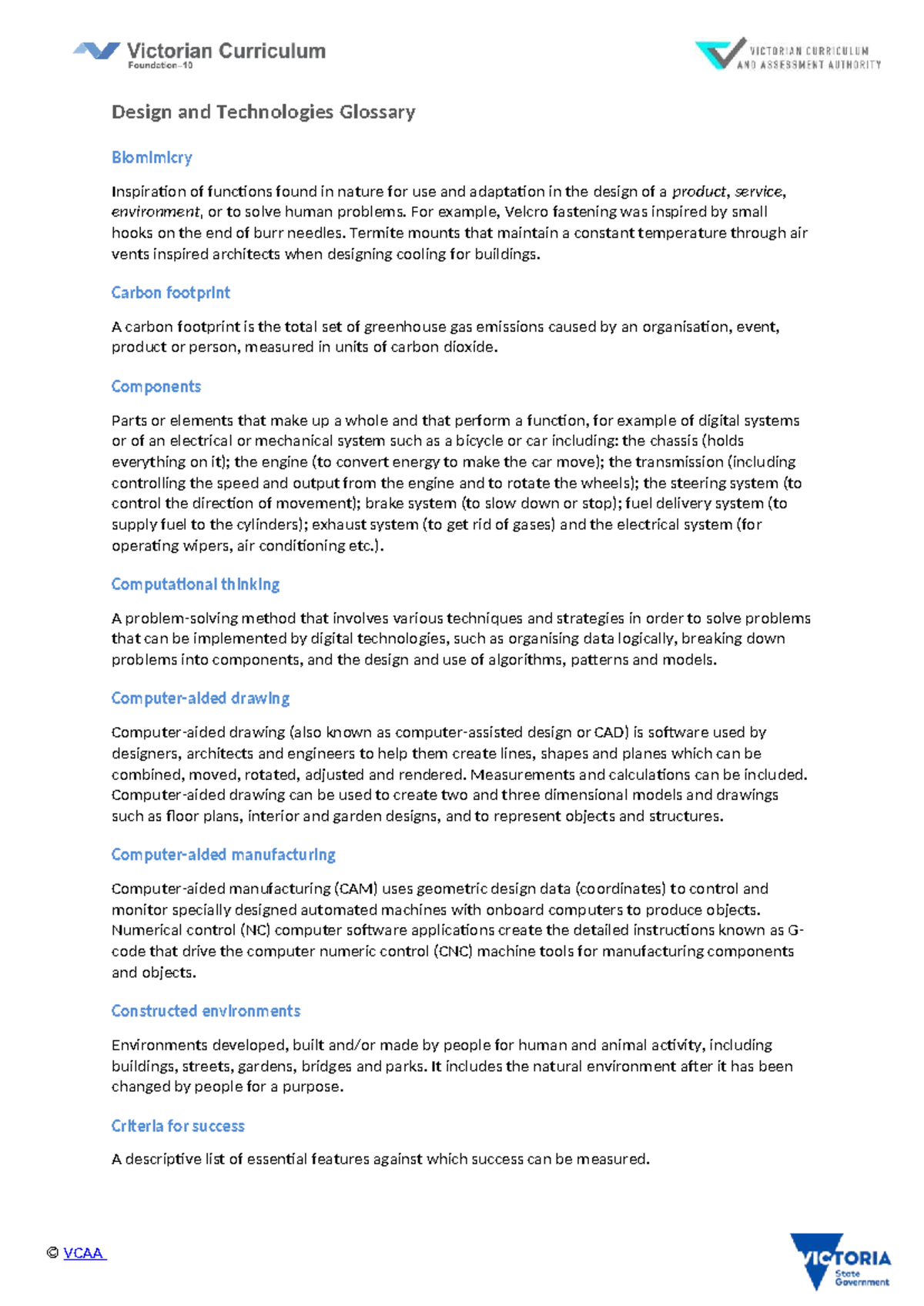 Design and Technologies Glossary: Key Terms and Concepts - Studocu