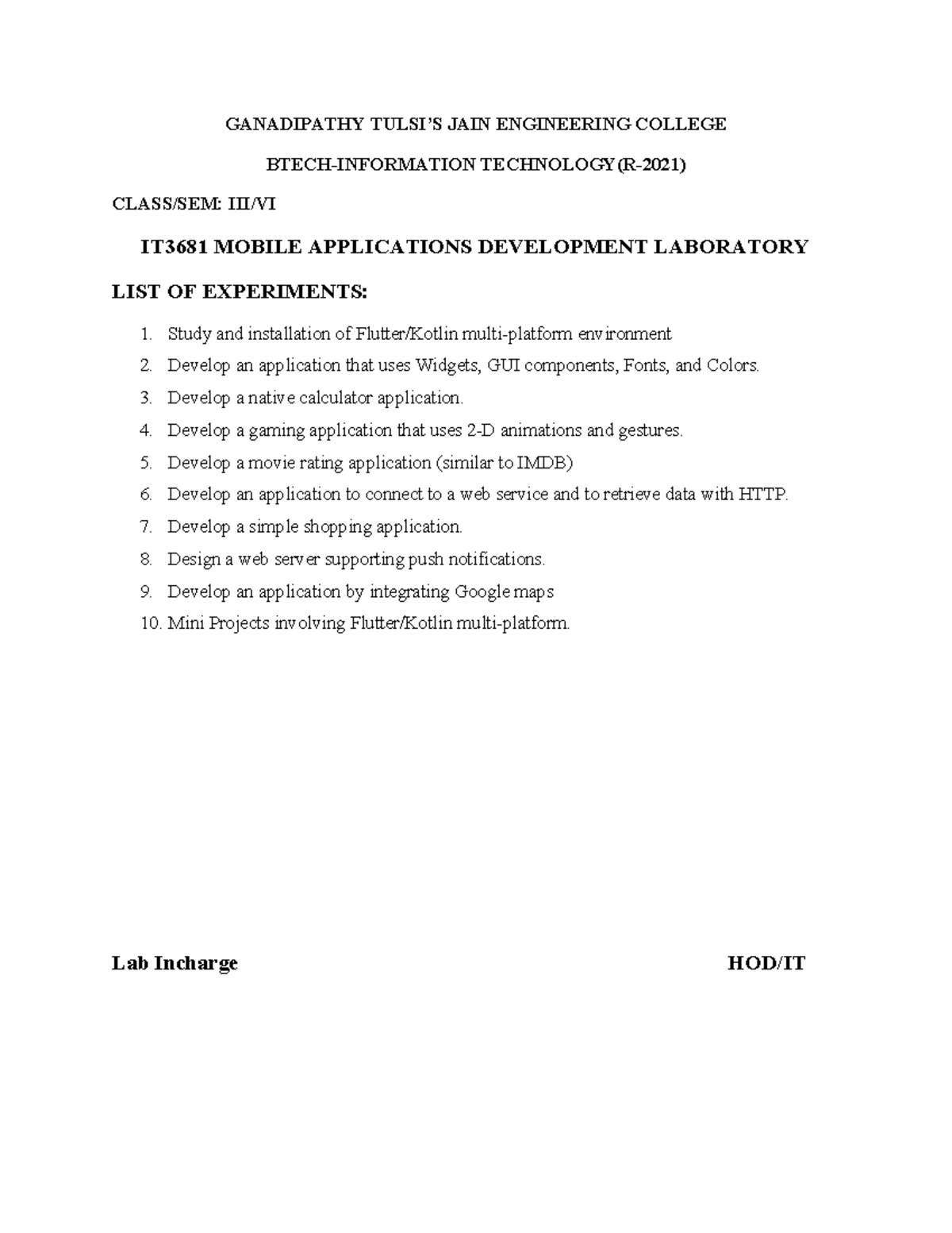 MAD lab 2021 reg - lab manual - GANADIPATHY TULSI’S JAIN ENGINEERING ...