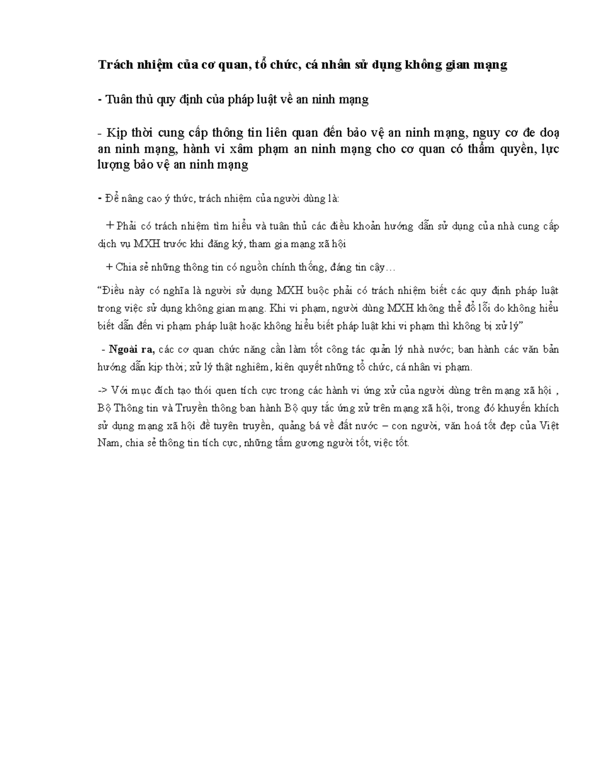 Trách nhiệm sử dụng không gian mạng theo quy định pháp luật GDQP 3.2 ...