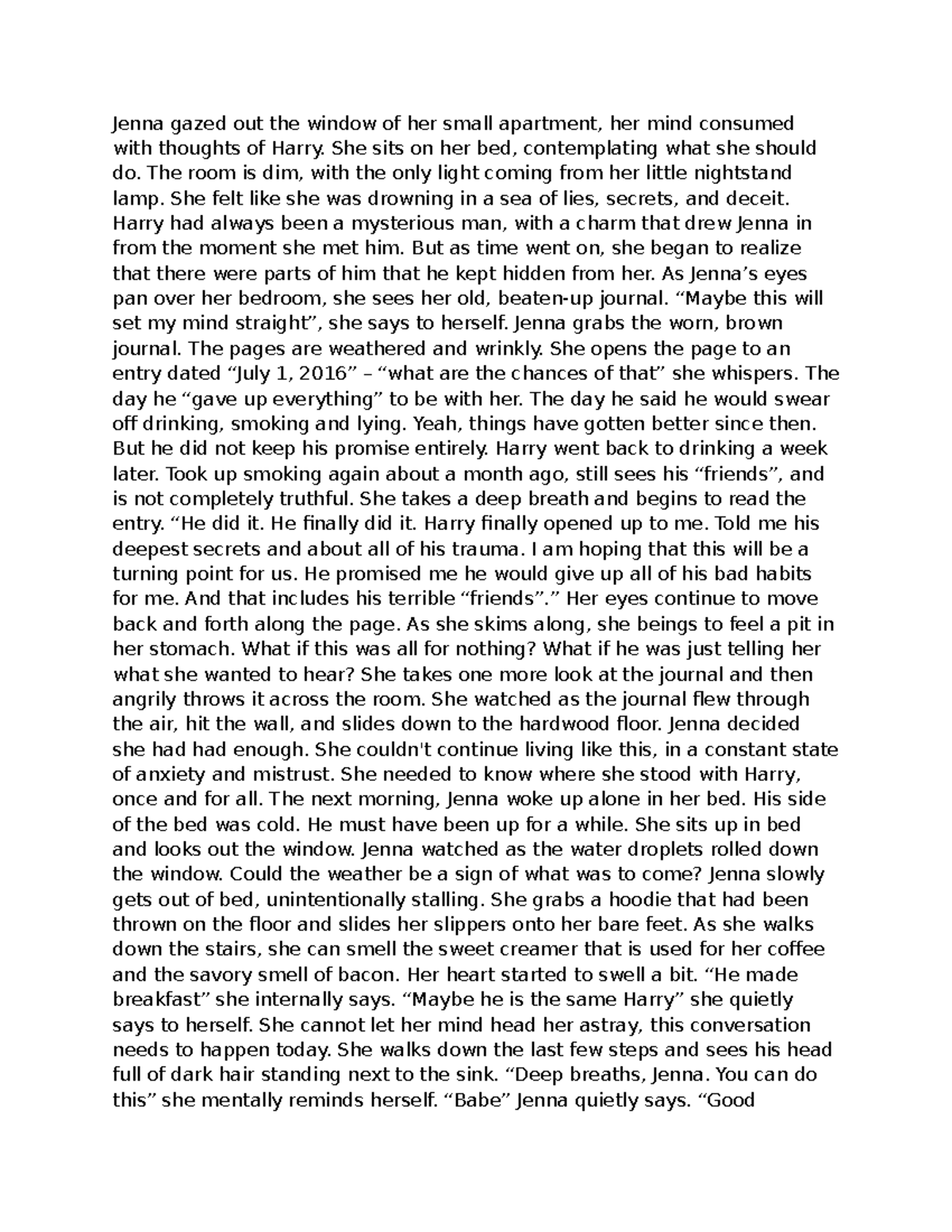 Creative Writing Final Draft - Jenna gazed out the window of her small ...
