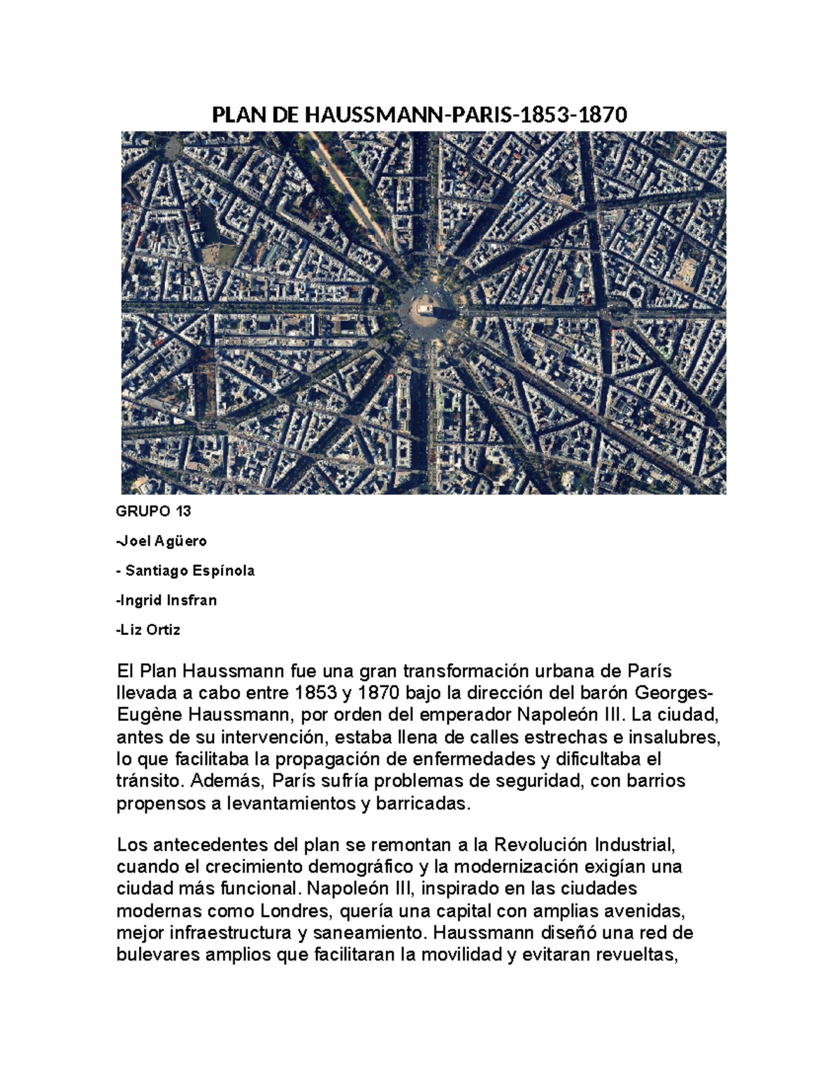 Grupo 13-PLAN DE Haussmann - PLAN DE HAUSSMANN-PARIS-1853- GRUPO 13 ...