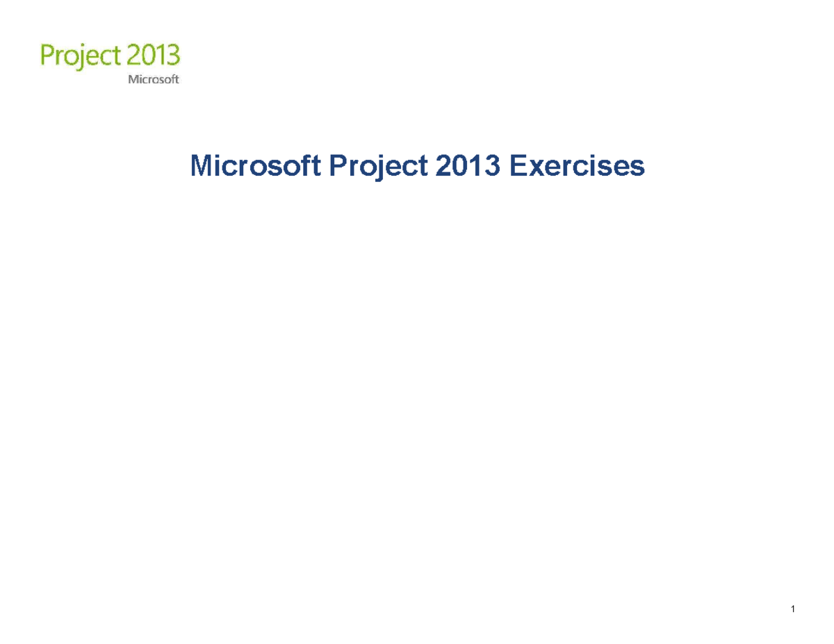 Microsoft Project 2013 Exercises: Task Management & Scheduling ...