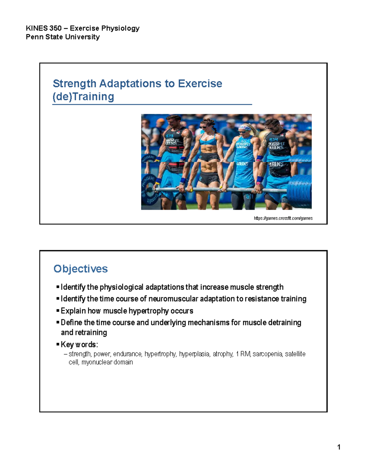 KINES 350 – Final Lecture: Strength Adaptations to Exercise Training ...