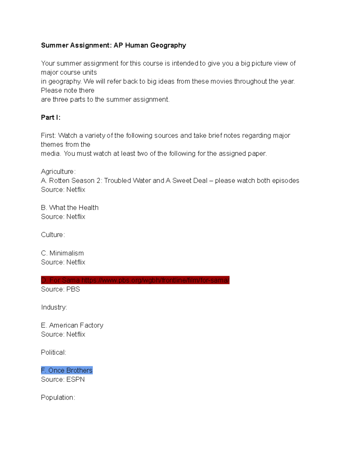 2024 Summer Assignment: APHG Overview and Media Analysis - Studocu