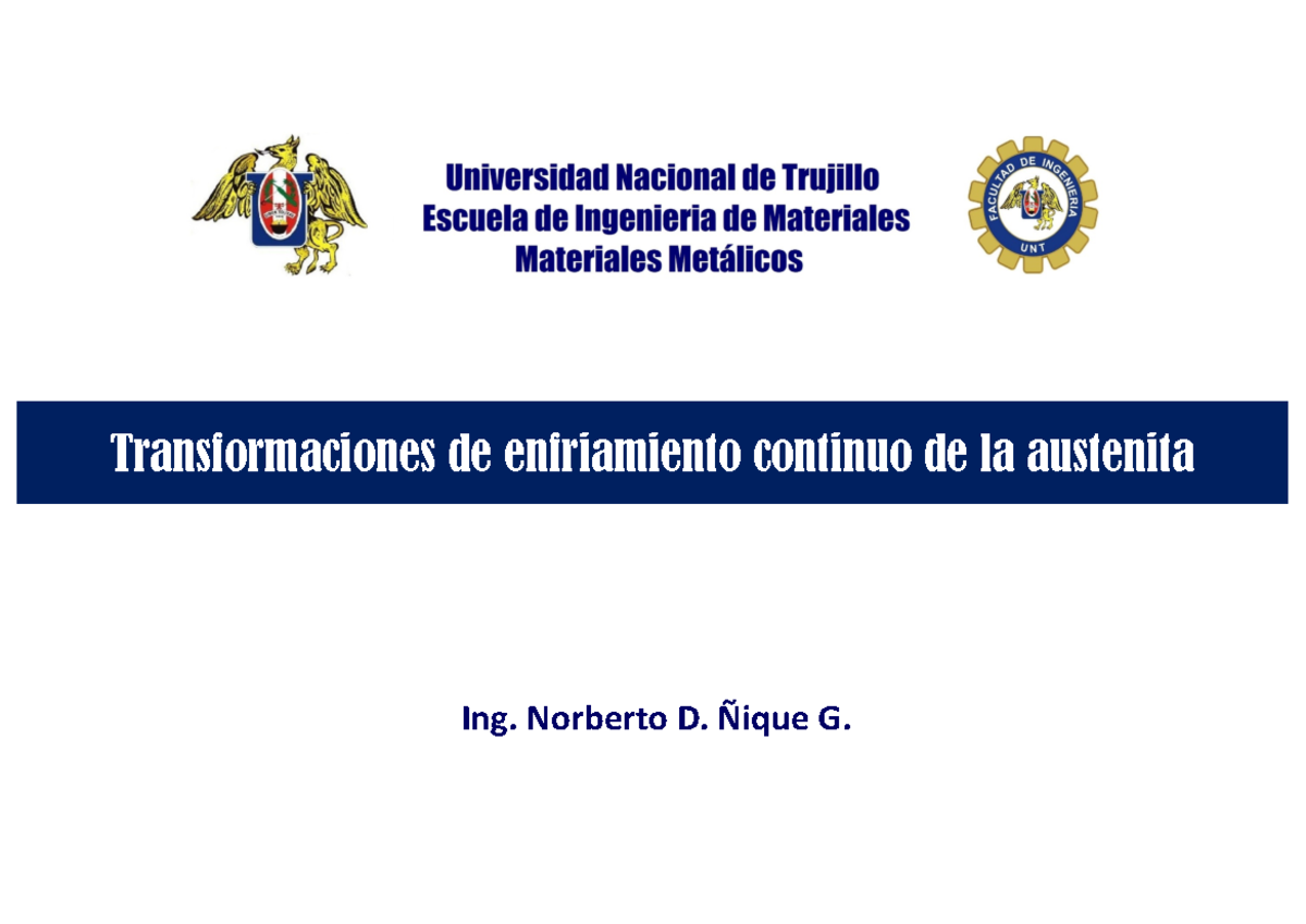 Diagramas CCT y TTT: Transformaciones de Acero Eutectoide 2018 - Studocu