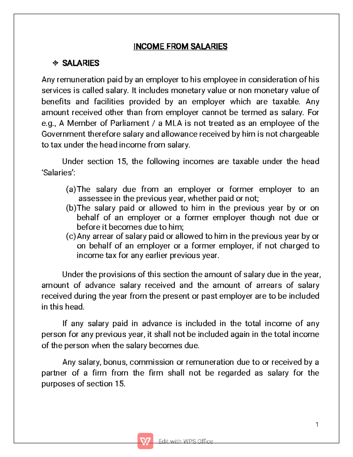 Unit 2: Comprehensive Final Notes on Income from Salary Theory - Studocu