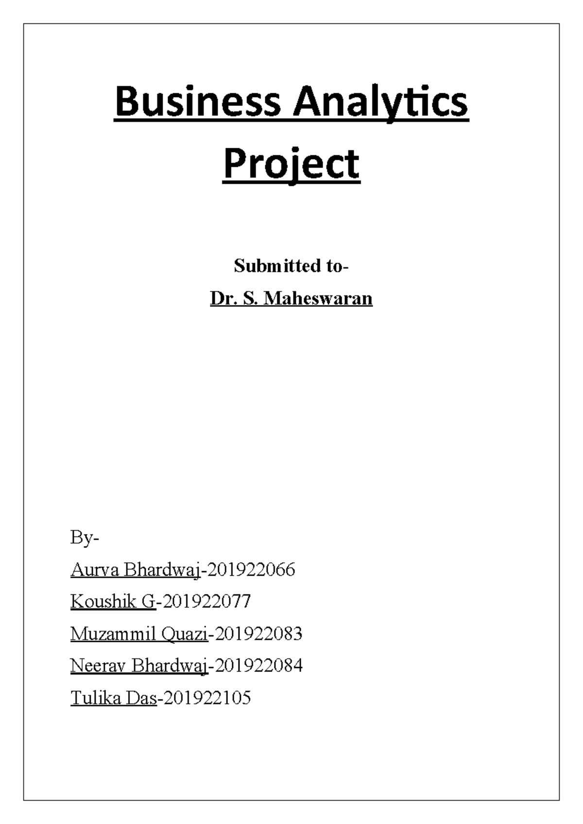Business Analytics Project: Absenteeism Analysis (COM 101) - Studocu