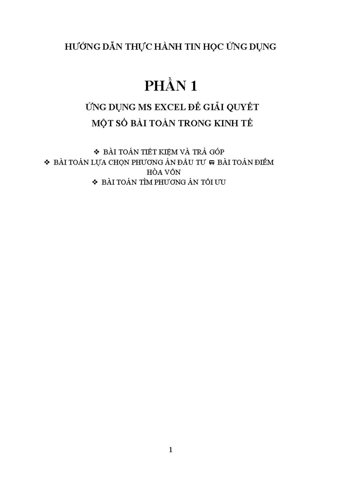 Huong dan thuc hanh THUD-Chuong -Excel trong kinh te - HƯỚNG DẪN THỰC HÀNH TIN HỌC ỨNG DỤNG PHẦN ...