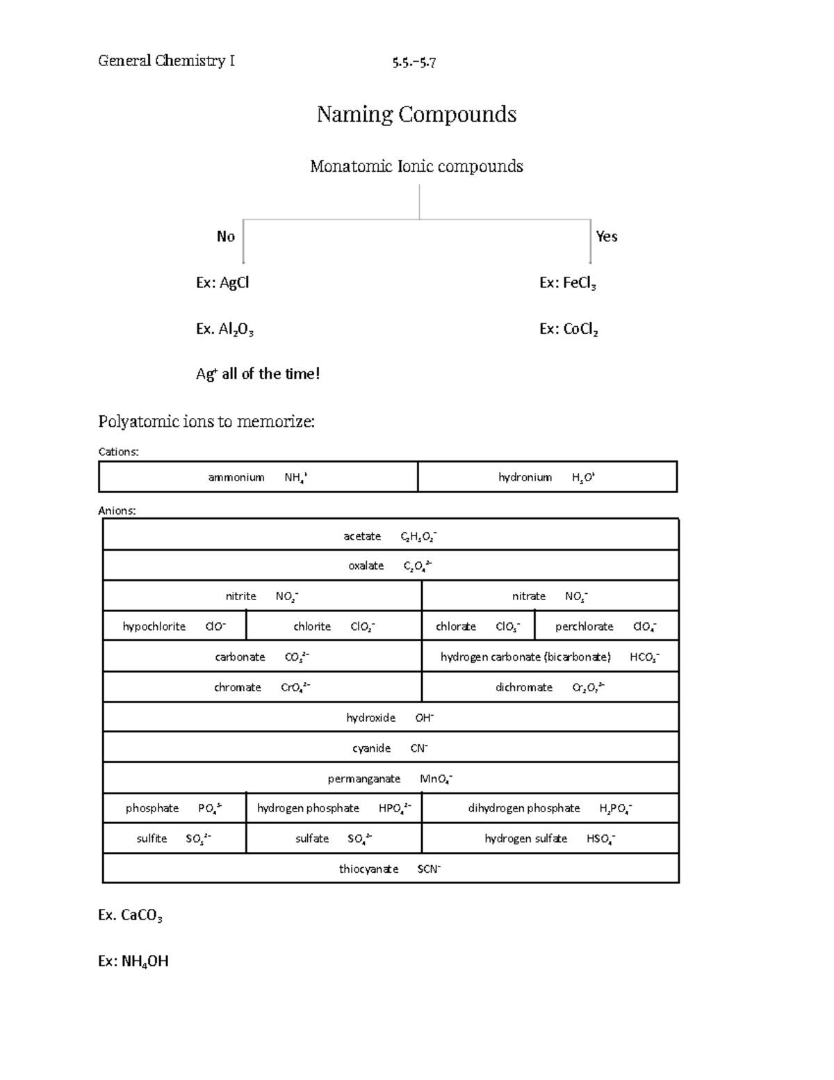 General Chemistry I: Naming Compounds & Covalent Bonding (5.5-5.7 ...