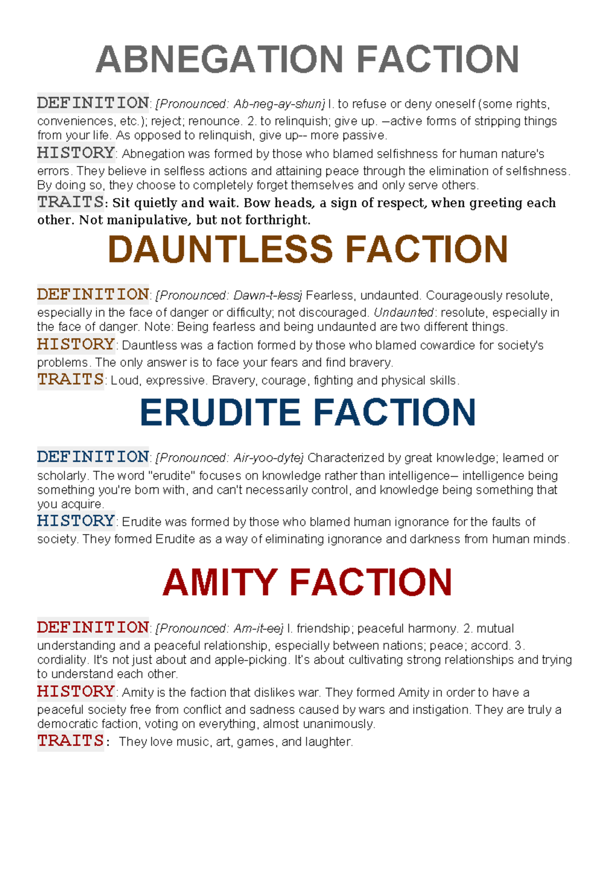 Abnegation- Faction - ABNEGATION FACTION DEFINITION: [Pronounced: Ab ...