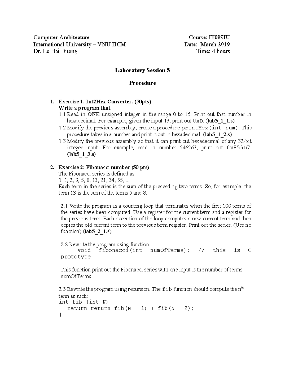 CA Lab5 - CA lab - Computer Architecture Course: IT089IU International ...