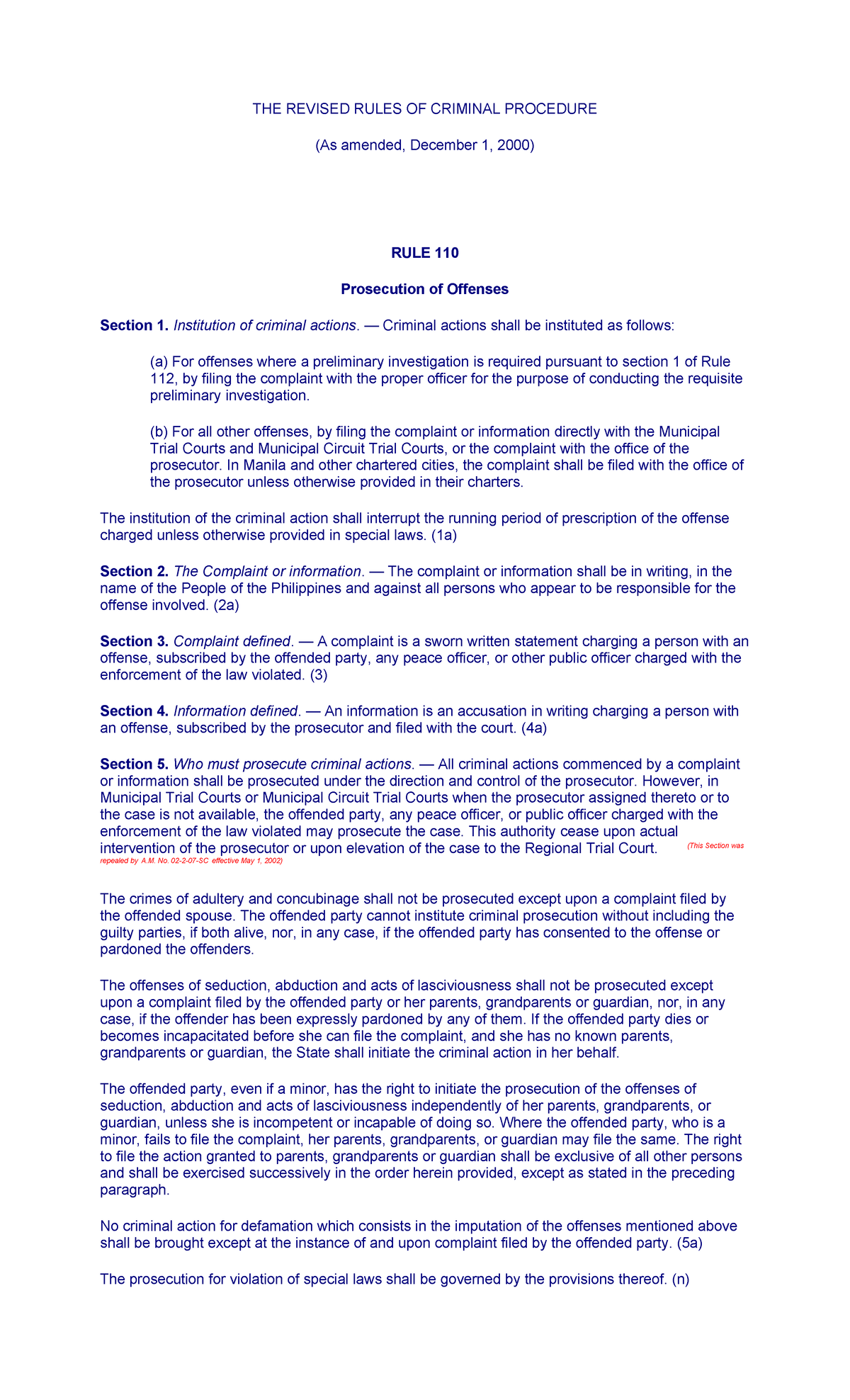 Rules IN Criminal Procedure - THE REVISED RULES OF CRIMINAL PROCEDURE ...